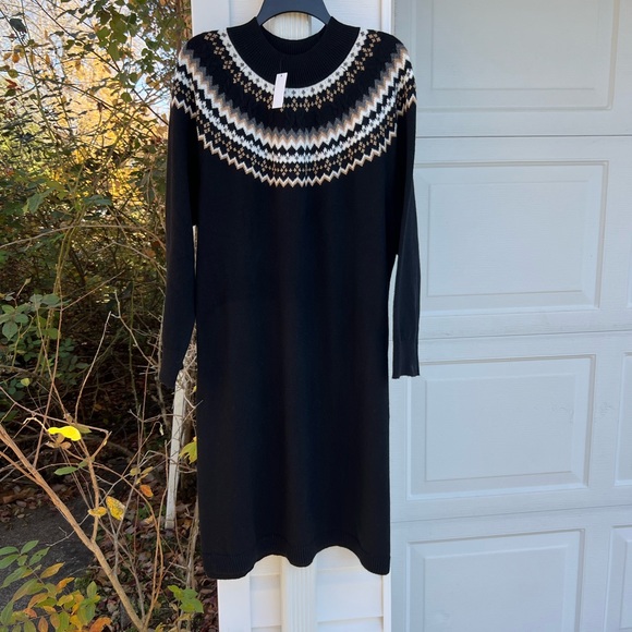 Talbots | Dresses | Nwt Talbots Fun Black Brown White High Neck Fair ...